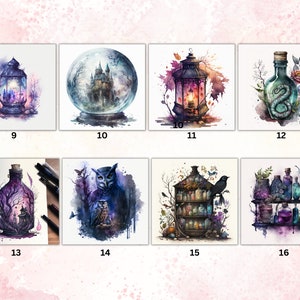 40 PNG Watercolor Gothic Witch Clipart, Witch Clipart PNG, Magic ...