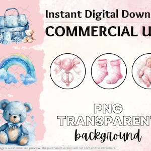 50 Watercolor Gender Reveal Bundle, Newborn Baby Boy Girl Watercolor ...