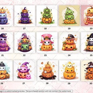 45 Halloween Cute Clipart, Kawaii Pastel Halloween PNG Bundle, Pastel ...