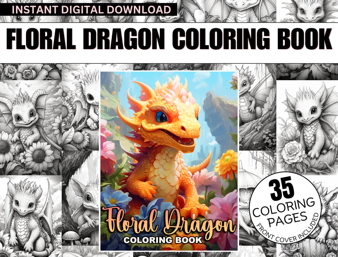 35 Baby Dragon Fantasy Coloring Pages Book ,adults Kids Coloring Pages ...