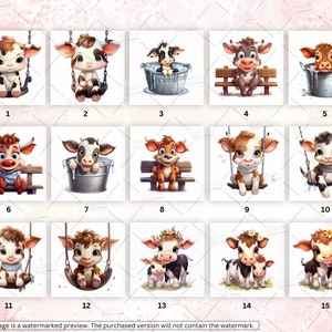 21 Cute Cow Clipart Bundle, Adorable Farm Animal, Farm Barn Animal PNG ...