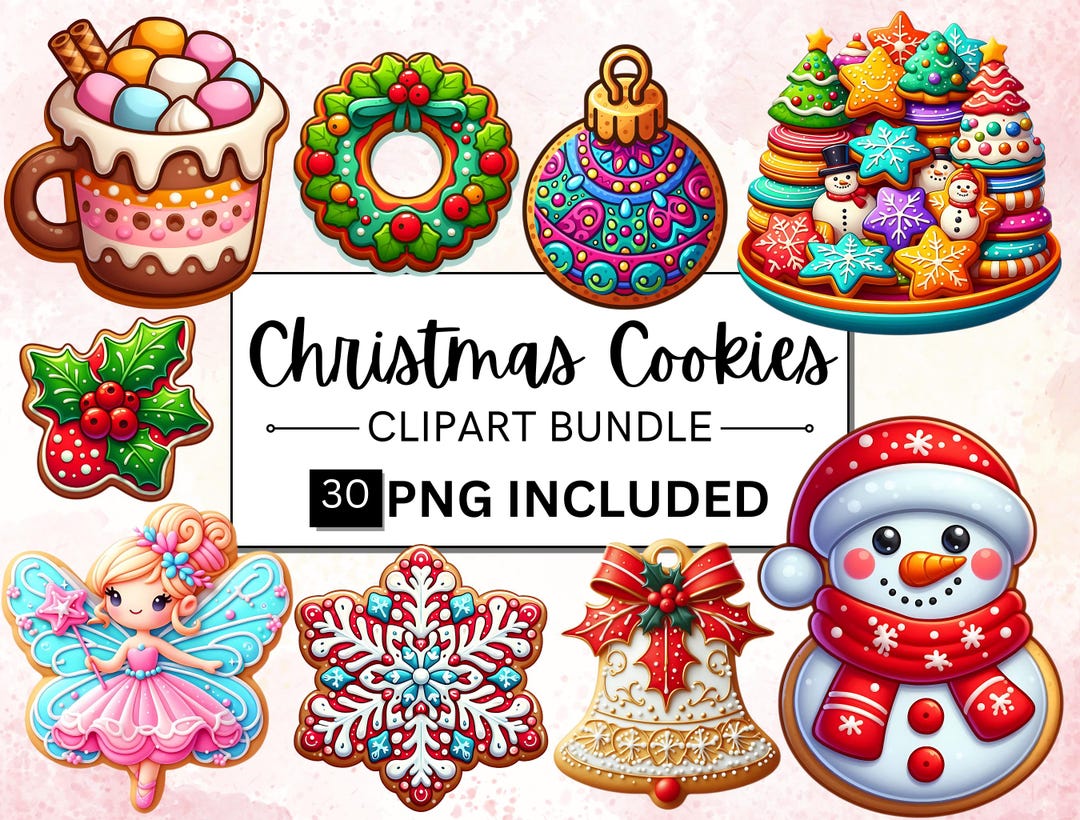 30 Watercolor Christmas Cookies Clipart Bundle, Christmas Cookie Winter ...