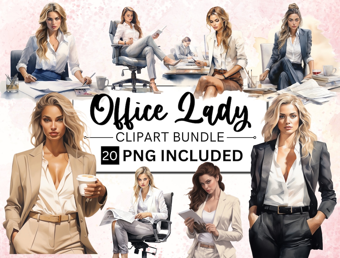 20 Office Lady Watercolor Clipart Bundle, Transparent PNG, Digital ...