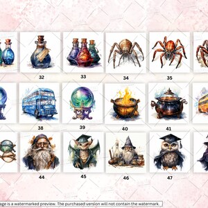 60 Watercolor Wizard School Clipart Bundle, Magic Wizard School PNG ...