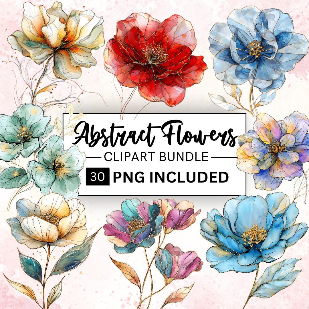 30 Watercolor Abstract Flowers Clipart Bundle, Dried Flowers PNG ...