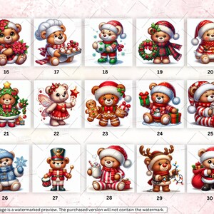 30 Watercolor Christmas Teddy Bear Clipart Bundle, Merry Christmas ...