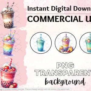 25 Watercolor Bubble Tea Clipart Bundle, Boba Tea PNG, Bubble Milk Tea ...