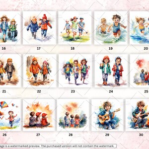 46 Watercolor Kids PNG Clipart Bundle, Painted Boys and Girls ...