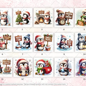 35 Winter Penguin Clipart Bundle, Christmas Penguin PNG, Xmas Clipart ...