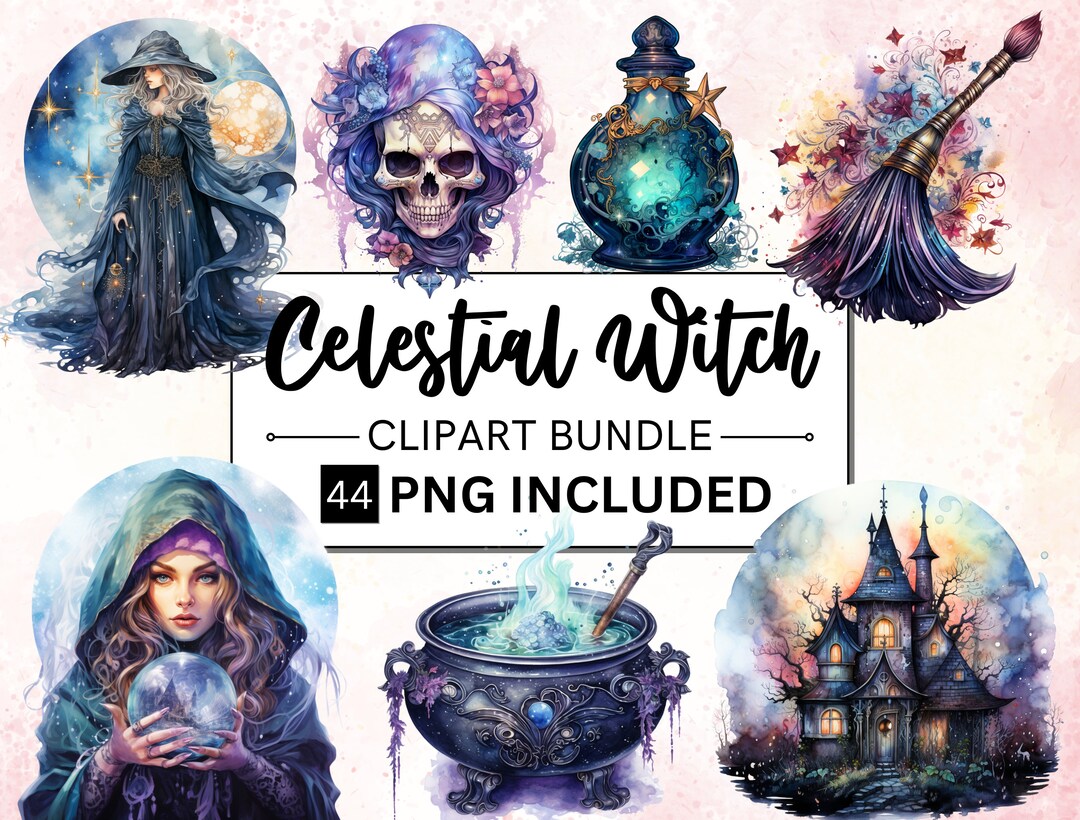 44 PNG Watercolor Celestial Witch Clipart, Witch Clip Art Png, Witch ...