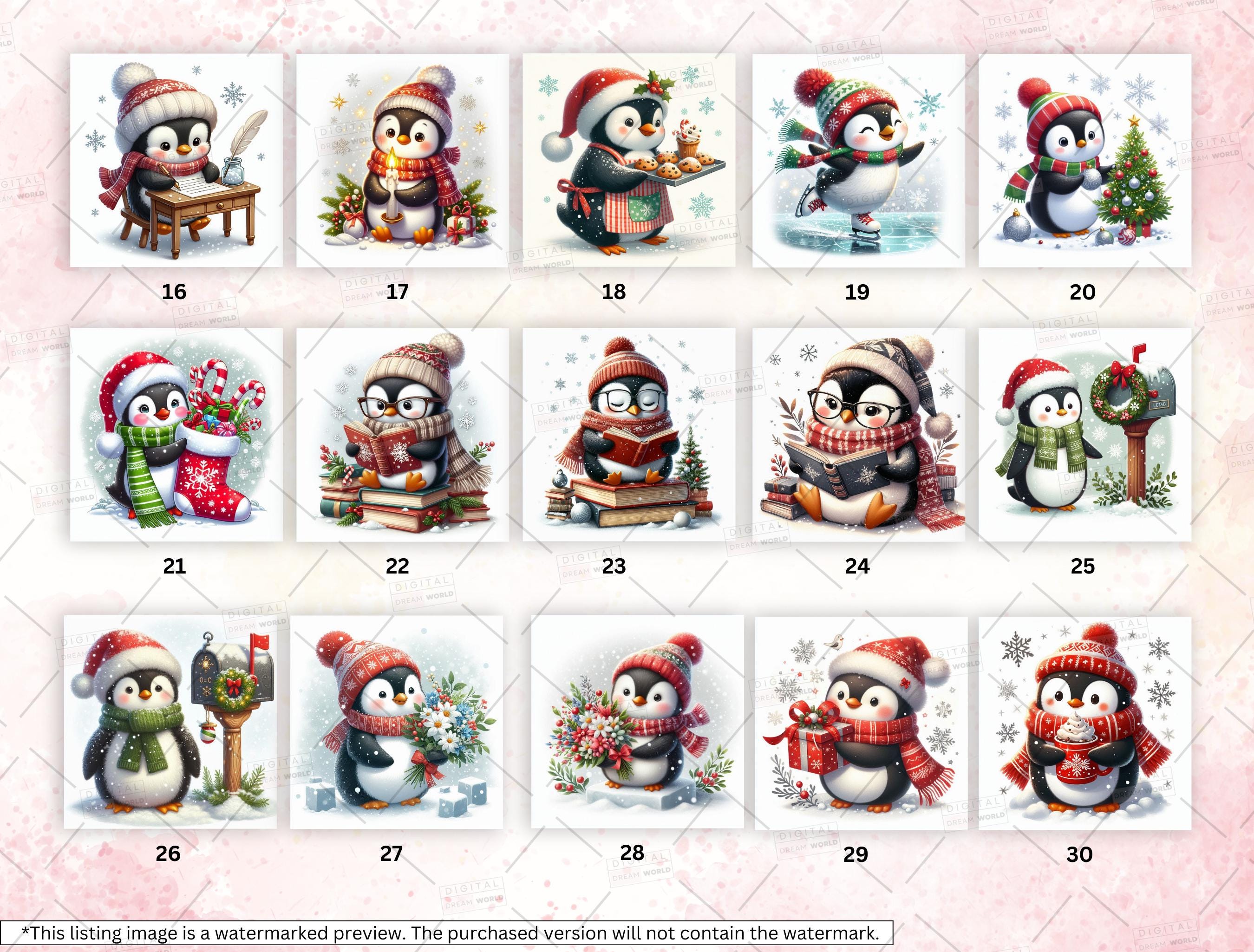 35 Winter Penguin Clipart Bundle, Christmas Penguin PNG, Xmas Clipart ...