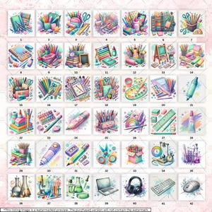 100 Watercolor School Supplies Clipart Bundle, Back to School PNG ...