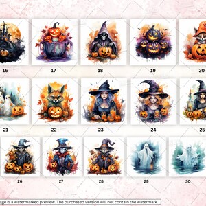 45 Watercolor Spooky Halloween Clipart, Halloween Decoration ...