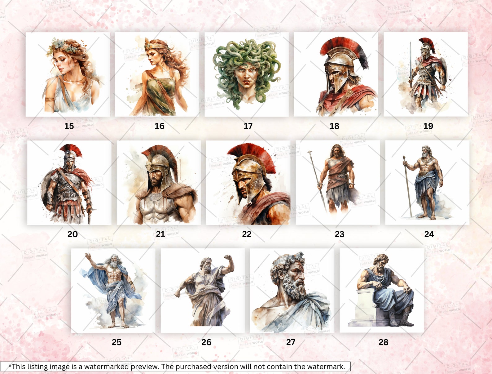 35 PNG Watercolor Fantasy Ancient Greek Clipart, Ancient Greek ...