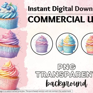 35 Watercolor Cupcakes Clipart Bundle, Dessert Clipart, Cupcake Clipart ...