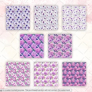 25 Watercolor Purple Floral Printable Seamless Digital Paper ...