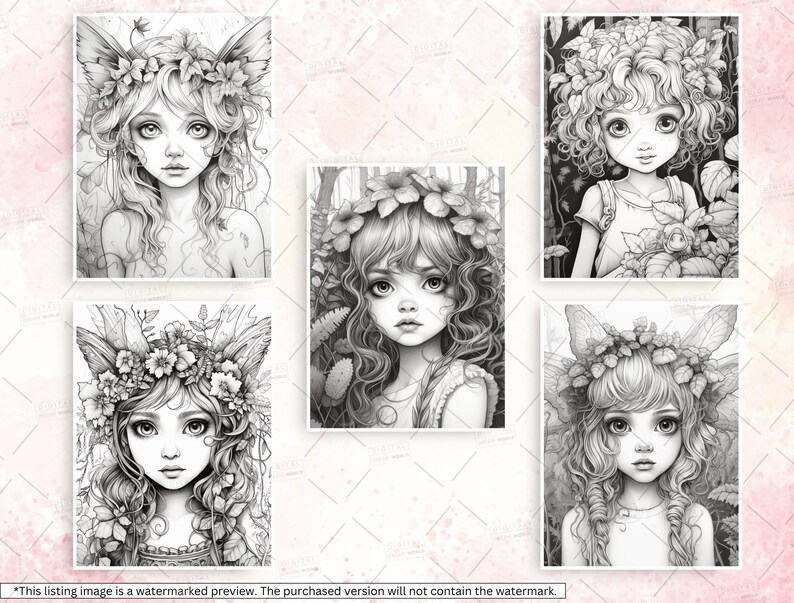 35 Forest Fairy Coloring Pages for Adults & Kids Delicate - Etsy