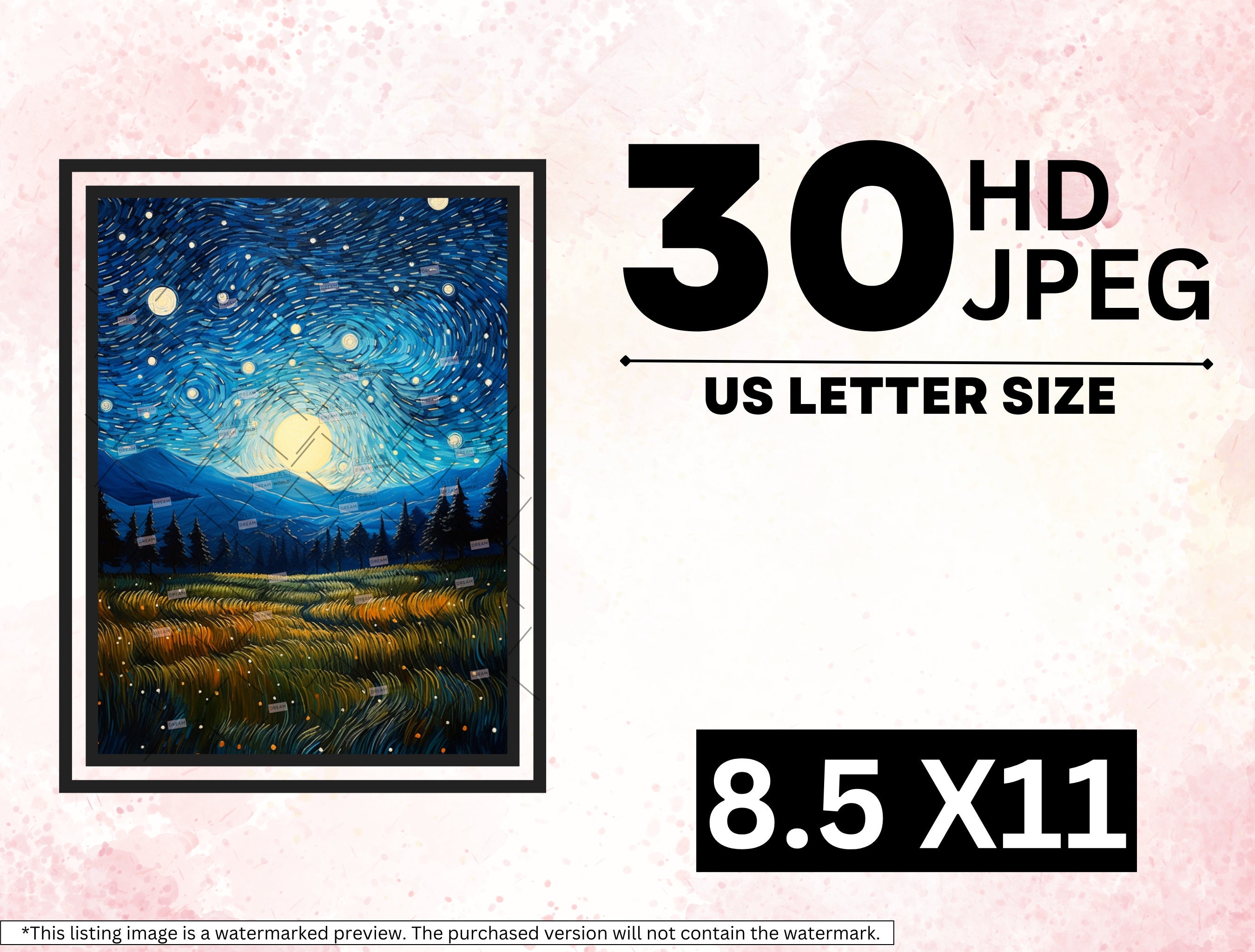 30 Printable Starry Night Digital Paper Van Gogh Sky - Etsy