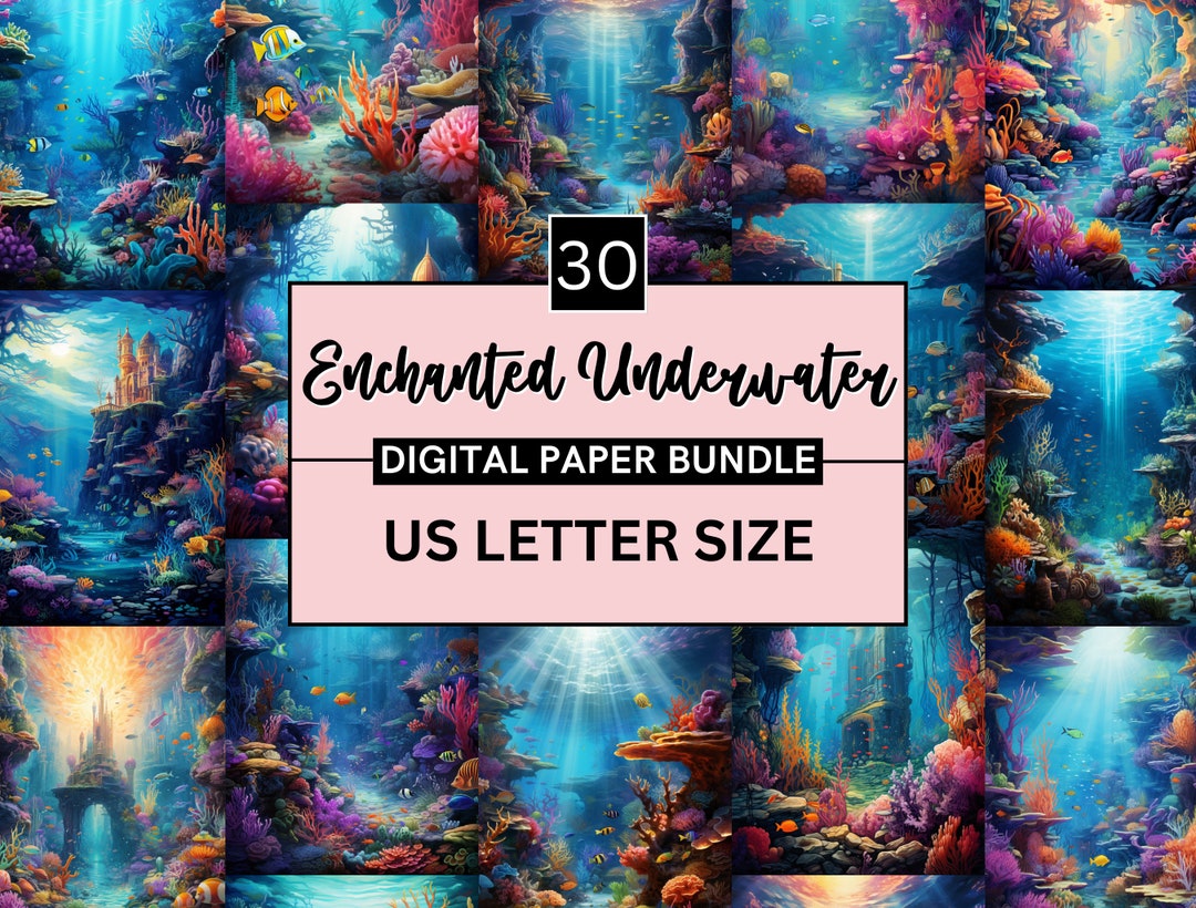 30 Enchanted Underwater Paper Textures, Ocean Scrapbook (digital ...