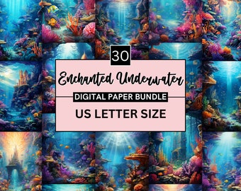 30 Enchanted Underwater Digital Papers, Printable Digital Paper, Under ...