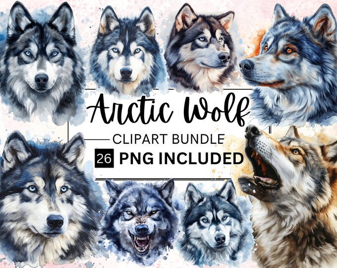 Arctic Wolf Clipart Bundle: Wildlife Art Printables (digital Download ...