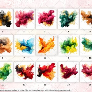 30 Watercolor Alcohol Ink Splash Clipart Paint Splatter PNG Abstract ...