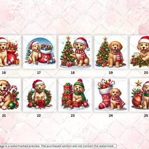 25 Watercolor Christmas Puppy Clipart Bundle, Winter Festival Dog ...