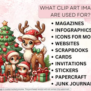 50 Christmas Cute Reindeer Clipart, Winter Holidays Baby Animals ...