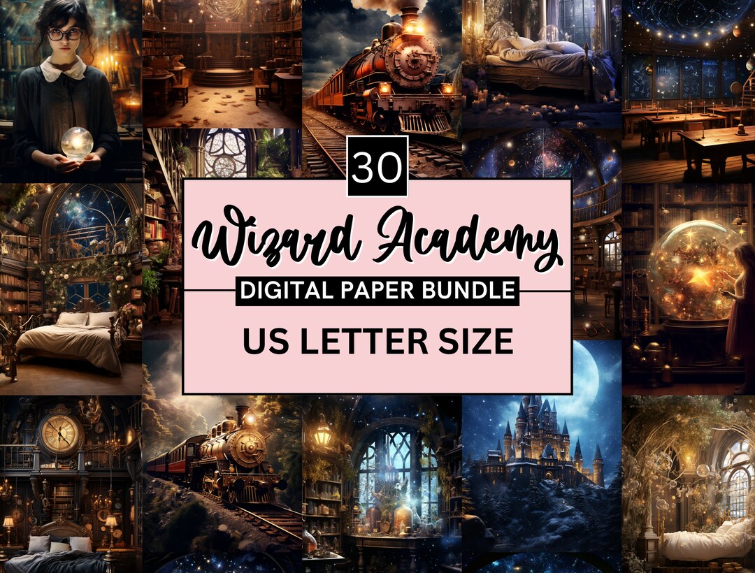 30 Printable Wizard Academy Digital Paper, Magic School Background ...