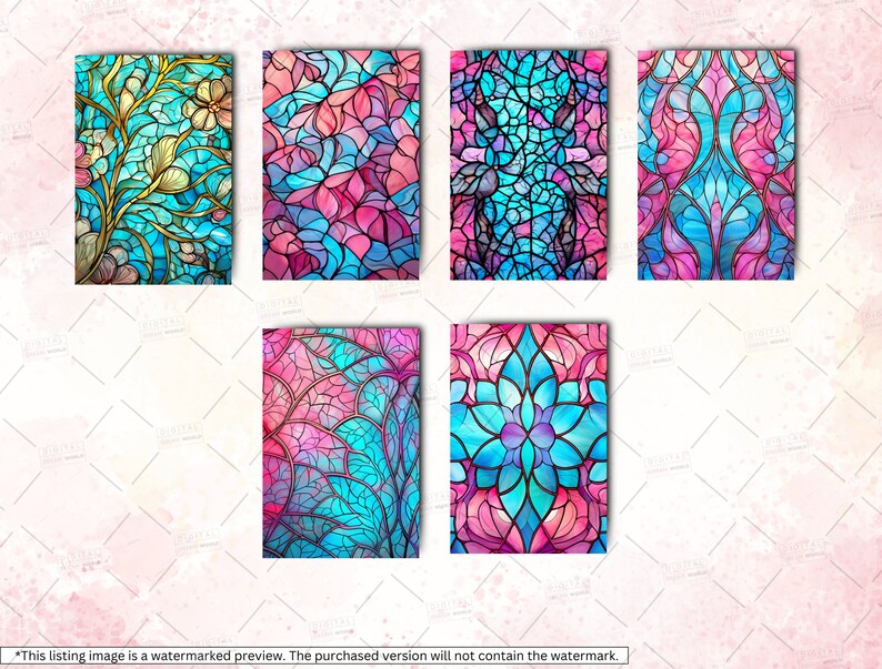 30 Printable Stained Glass Digital Paper Seamless Stained - Etsy