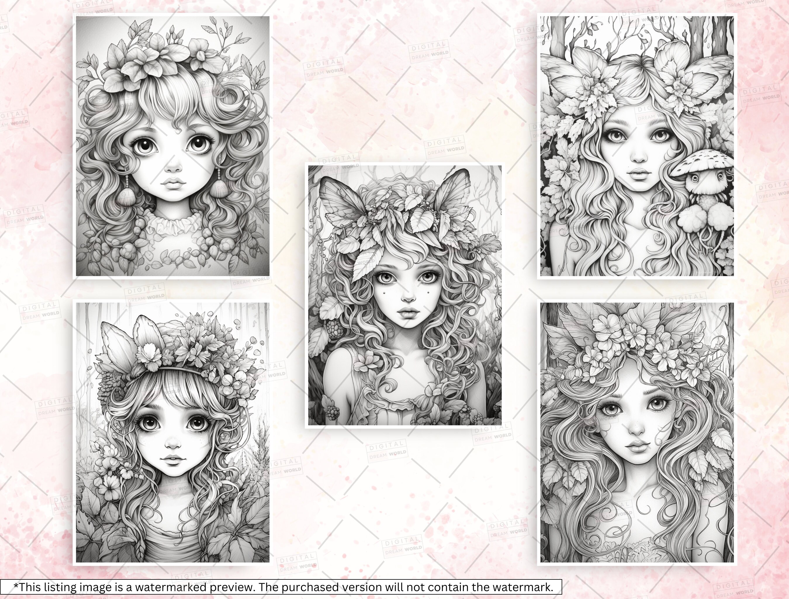 35 Forest Fairy Coloring Pages for Adults & Kids Delicate - Etsy