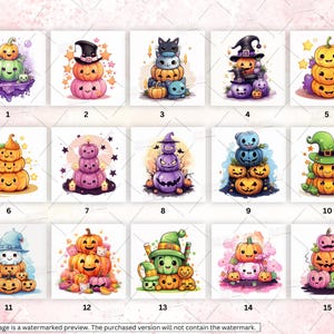45 Halloween Cute Clipart, Kawaii Pastel Halloween PNG Bundle, Pastel ...