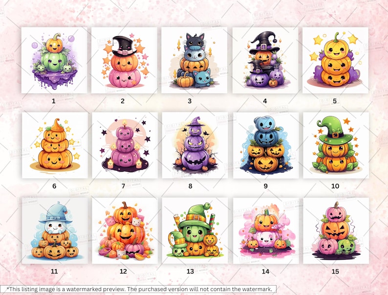 Halloween Cute Pumpkin Clipart, Kawaii Pastel PNG Bundle (45 Images) - Etsy
