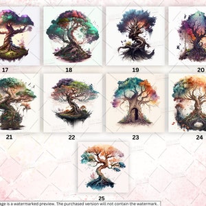 25 PNG Watercolor Tree Clipart, Fantasy Tree Clip Art, Watercolor ...