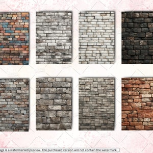 15 Brick Textures Digital Paper, Seamless Rustic Brick Wall Digital ...