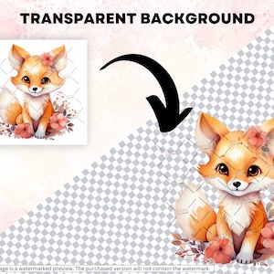 Watercolor Cute Fox Clipart Bundle, Baby Shower Decor (digital Download ...