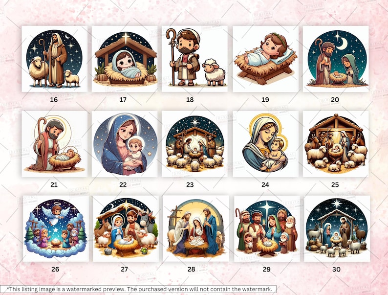 30 Nativity Scene Clipart Bundle, Christmas Jesus Clipart, Jesus PNG ...