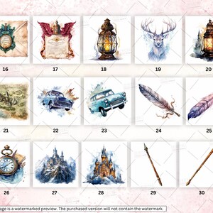 60 Watercolor Wizard School Clipart Bundle, Magic Wizard School PNG ...