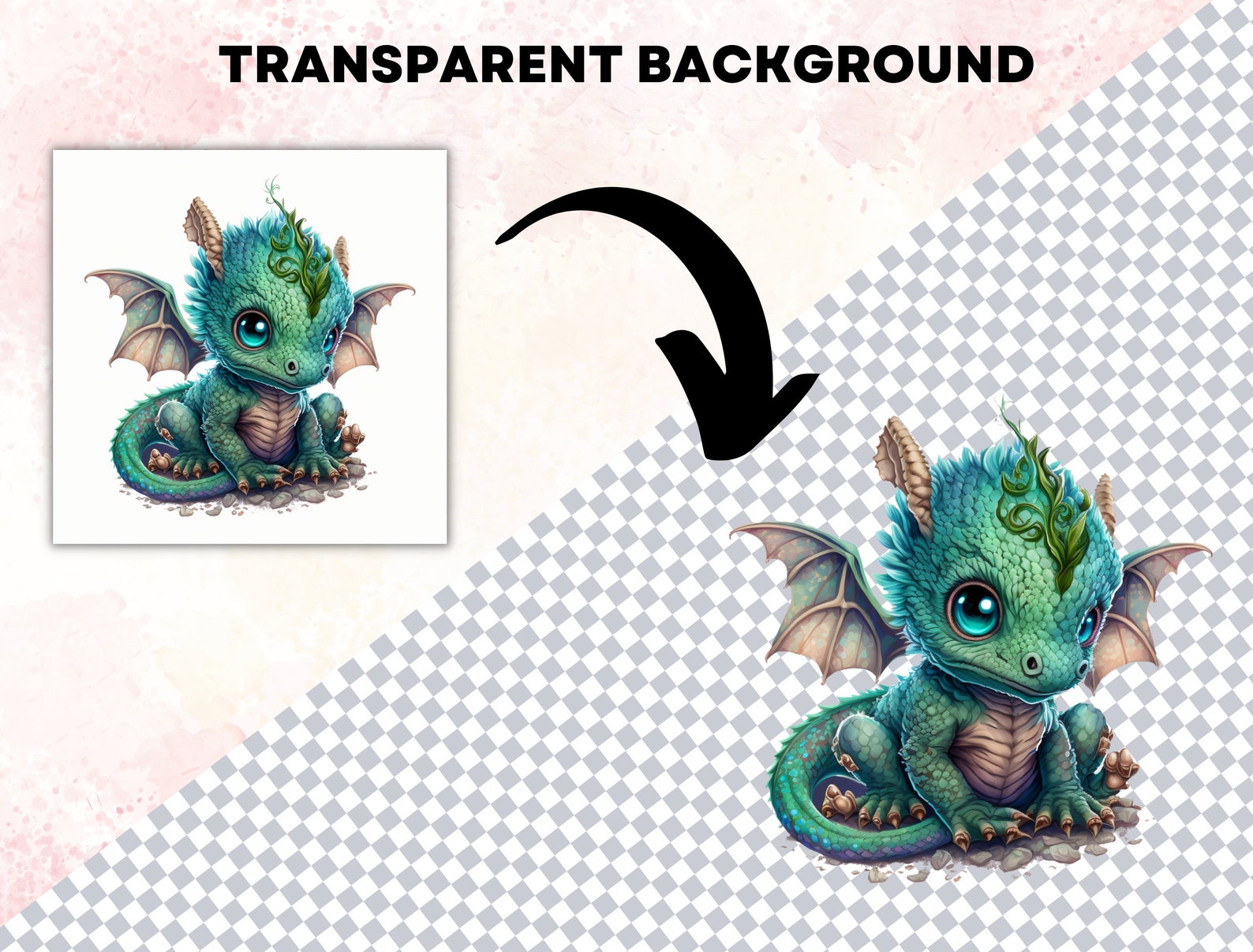 25 PNG Watercolor Baby Dragons Clipart Floral Baby Dragons - Etsy