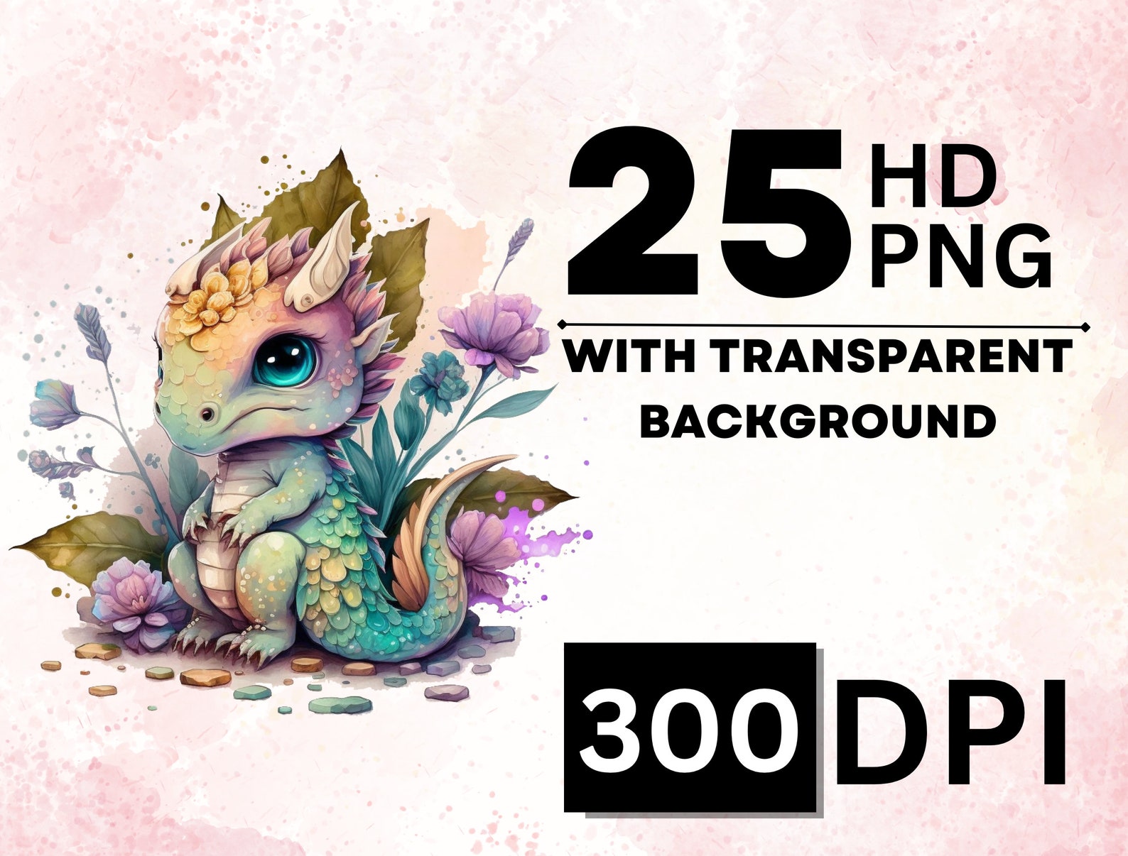 25 PNG Watercolor Baby Dragons Clipart Floral Baby Dragons - Etsy