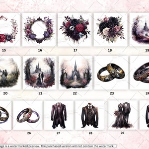 42 PNG Watercolour Gothic Wedding Clipart, Dark Fantasy Wedding Clip ...