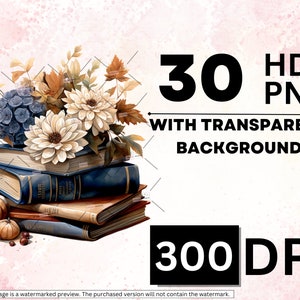 Winter Book Stack Watercolor Clipart Bundle (30 PNG) - Etsy