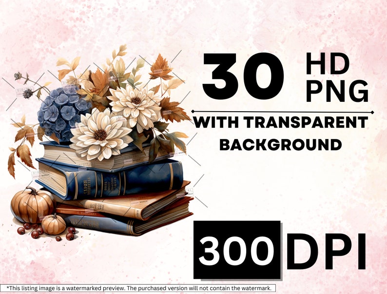 Winter Book Stack Watercolor Clipart Bundle (30 PNG) - Etsy