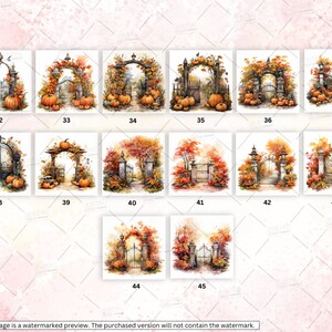 45 Autumn Gates Clipart Bundle, Watercolor Fall Season Clipart, Autumn ...