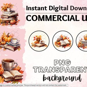 35 Watercolor Autumn Cozy Book Clipart, Open Book Clip Art, Book Bundle ...