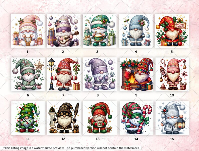 40 Watercolor Festive Gnomes Clipart Bundle, Christmas Gnomes Fantasy ...