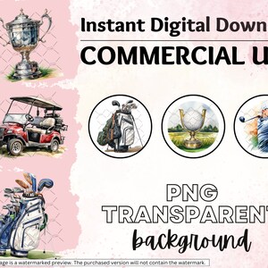 40 Watercolor Golf Clipart Bundle, Golf Club PNG, Golfer Graphics, Golf ...