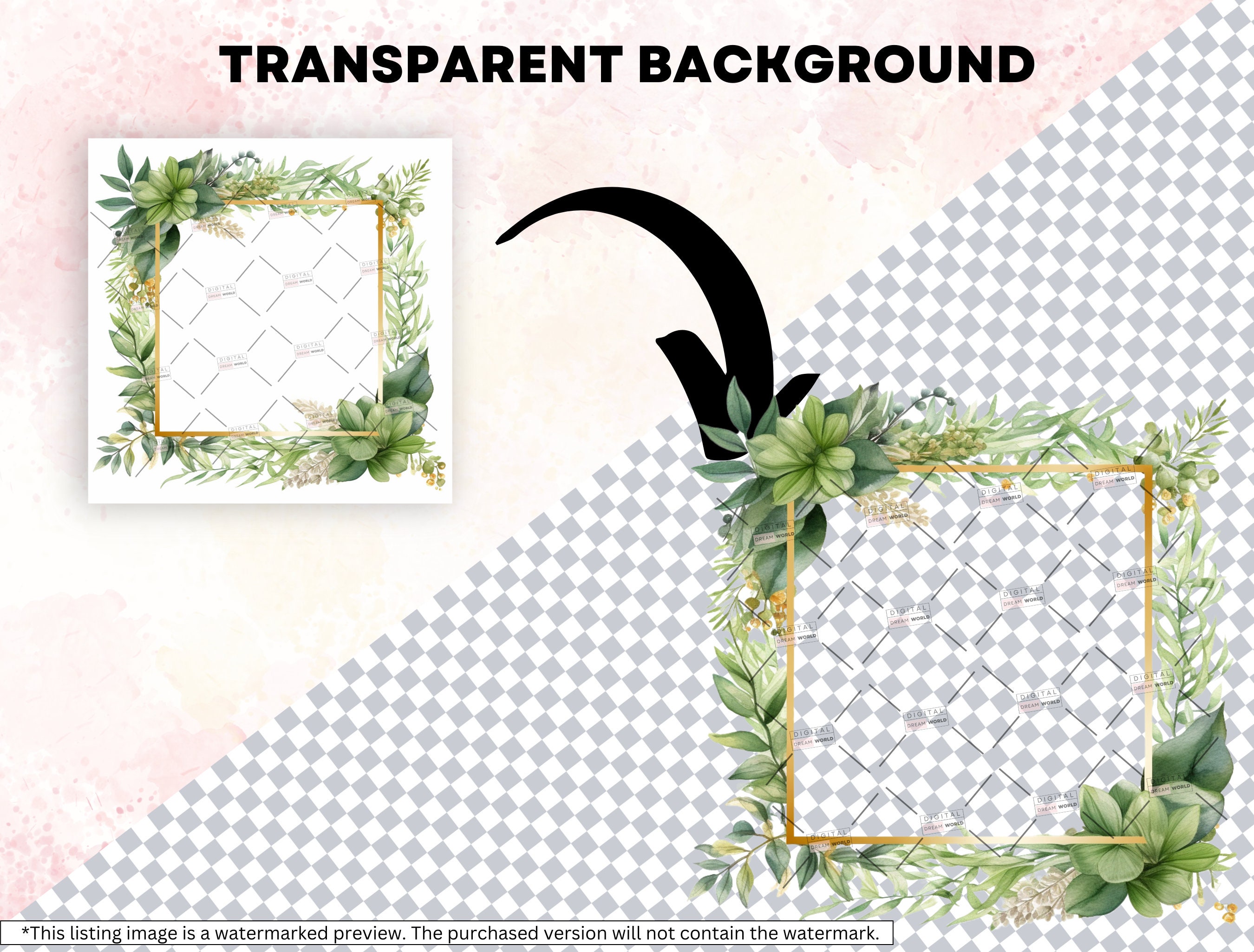 30 Watercolor Green Plant Frames Set Greenery Digital Frames - Etsy