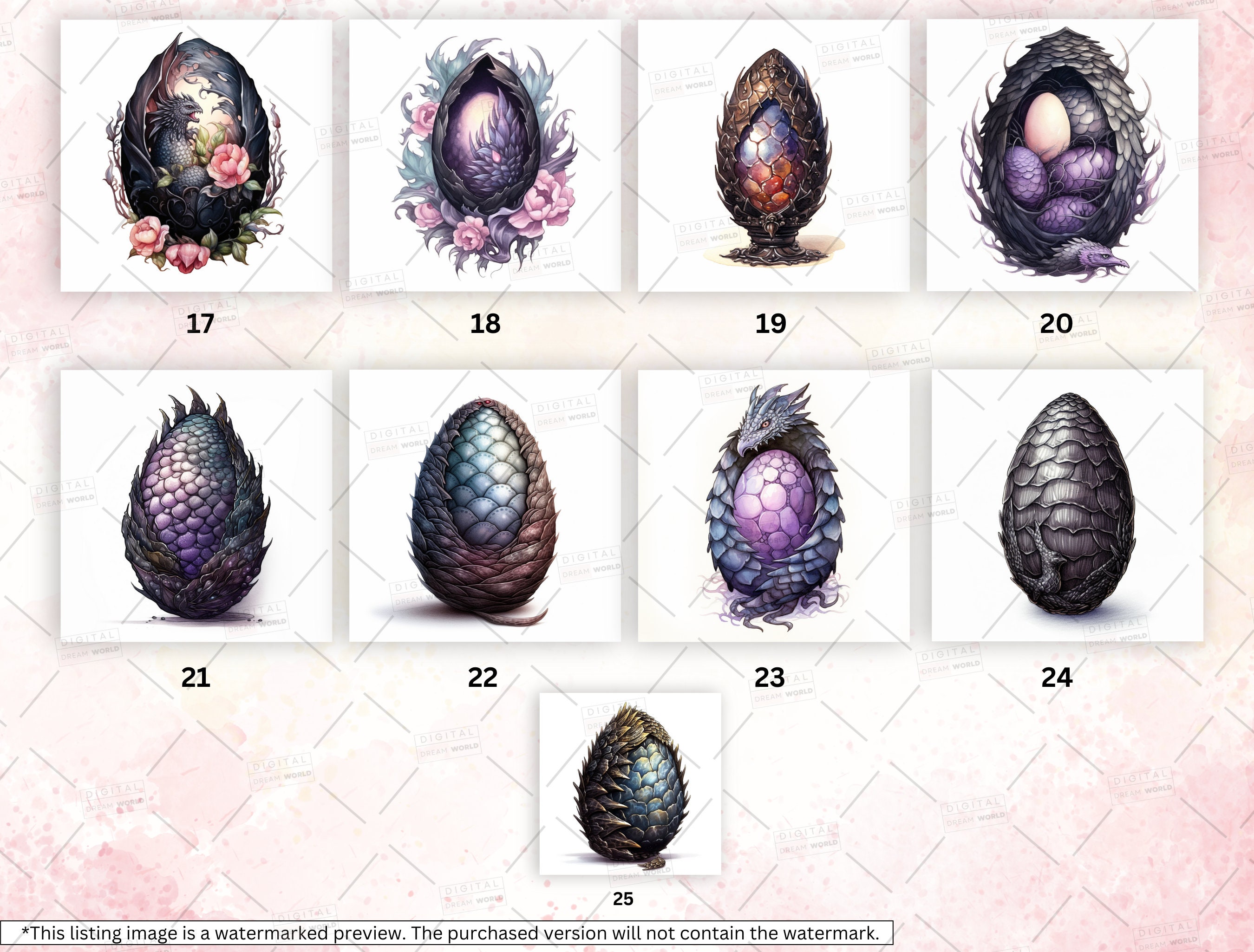 24 PNG Watercolour Gothic Dragons Clipart Dark Fantasy Black - Etsy