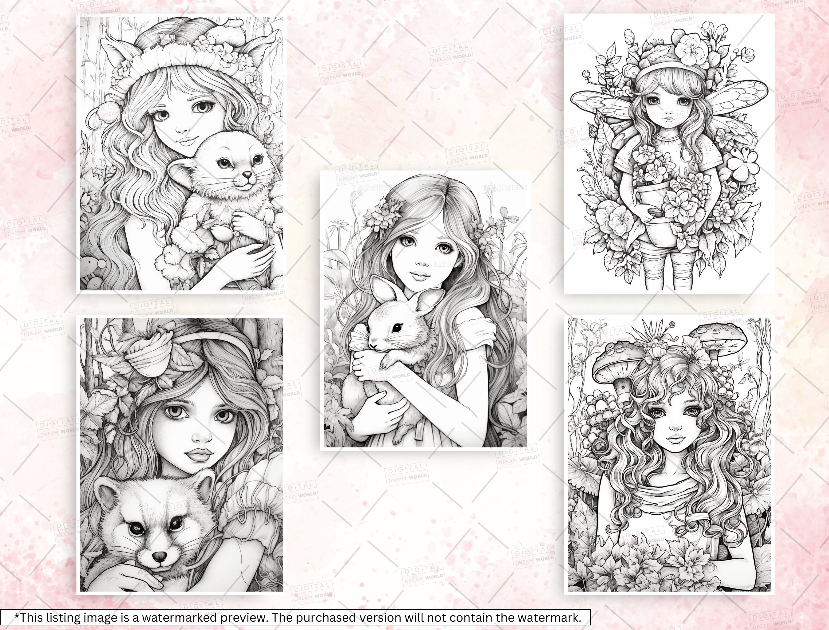 35 Forest Fairy Coloring Pages for Adults & Kids Delicate - Etsy